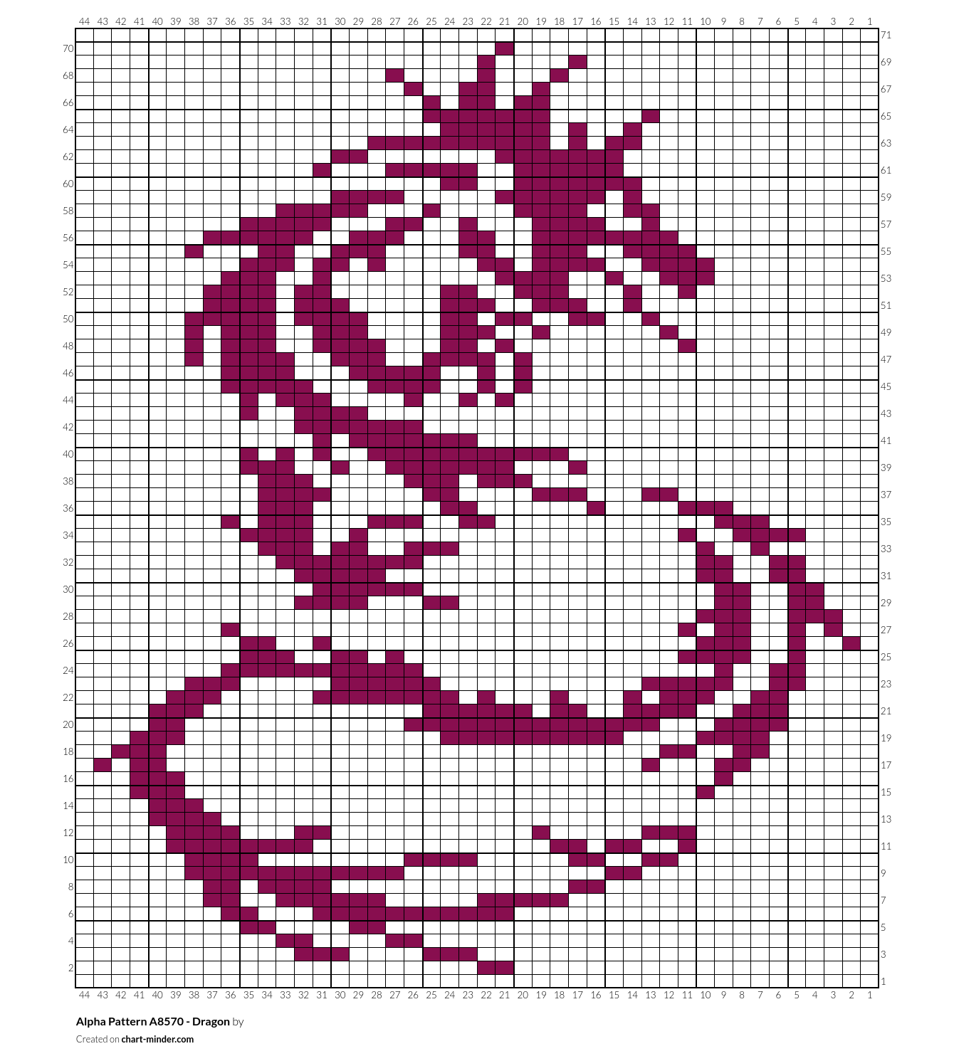Alpha Pattern A8570 - Dragon by Rebecca | Chart Minder