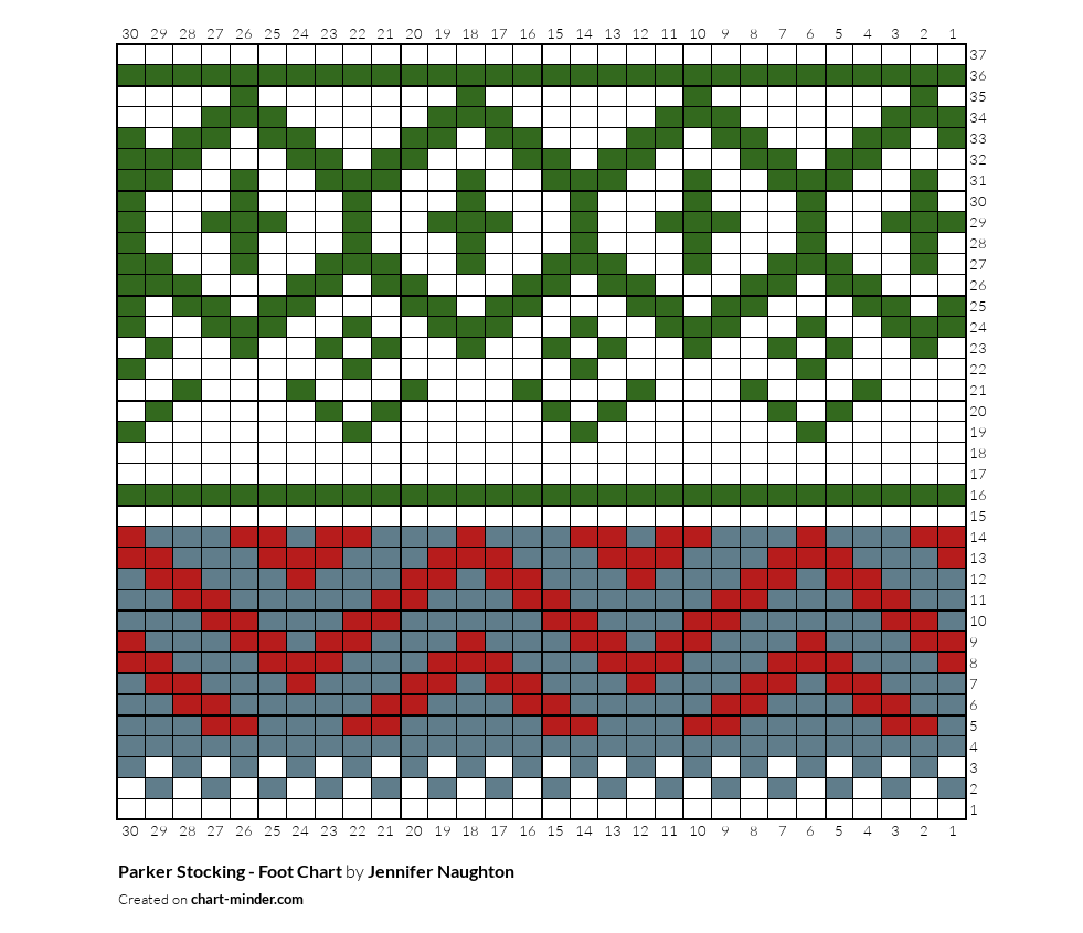 Parker Stocking - Foot Chart by Jennifer Naughton | Chart Minder